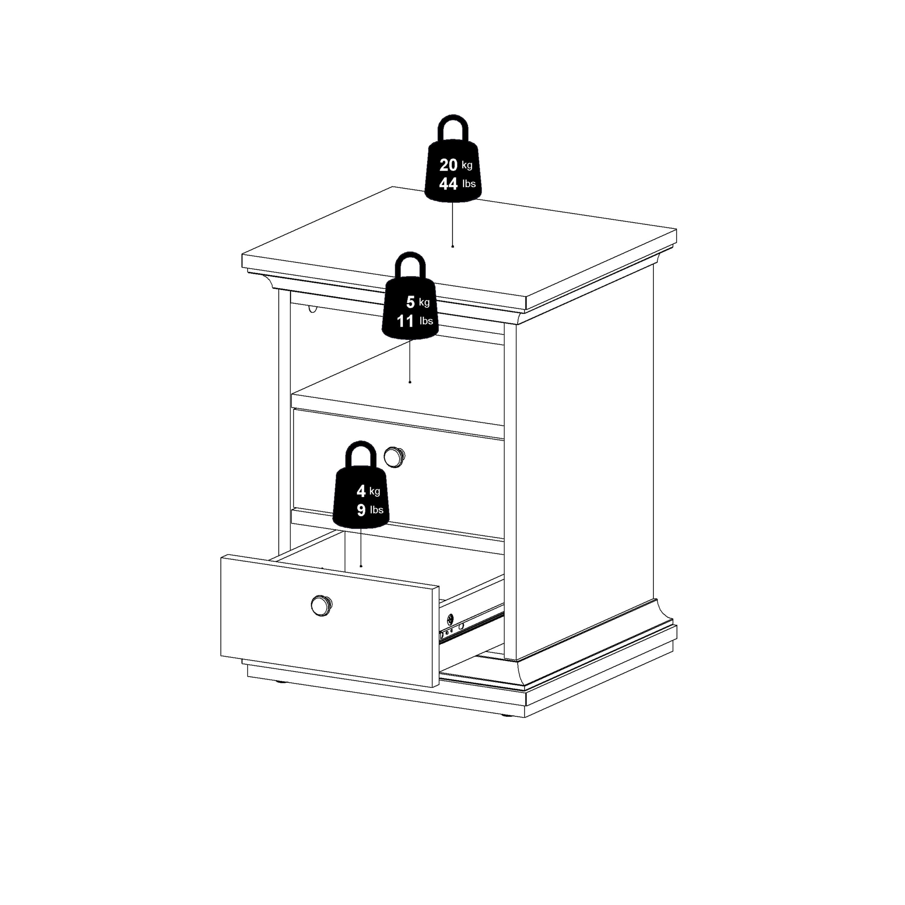 Paris Bedside 2 Drawers in Matt Grey 2 Drawers Bedside Table ModelBedroom